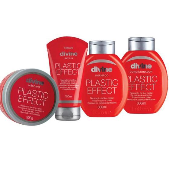 Kit Plastic Effect Divine Fattore Sh+Con+Leave-in+Masc 300ml - Kit de ...