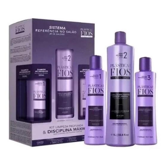 Kit Plastica dos Fios Shampoo 300ml, Selagem 1 Litro e Mascara 300ml ...