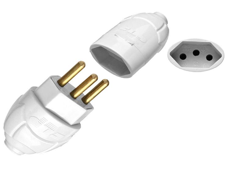 Kit Plugue Macho 2p+t 20A + Tomada Fêmea 2p+t 20A Branco - FLP - Plugs ...