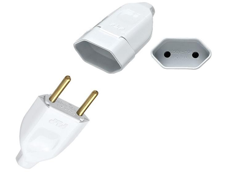 Kit Plugue Pino Macho Oco 2p 10A + Tomada Fêmea 2p 10A Branco - FLP ...