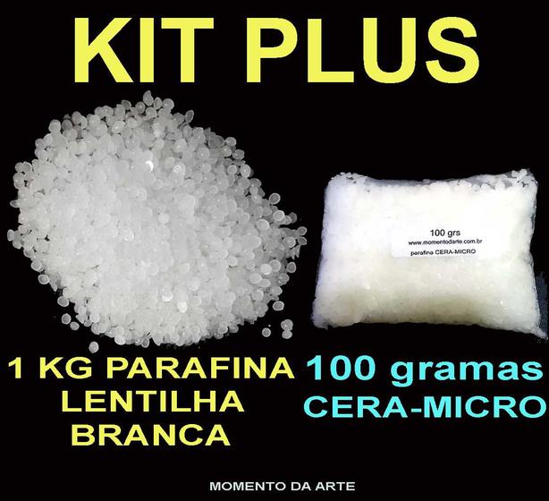 Kit Plus (1kg parafina em lentilha branca e 100grs de cera-micro ...