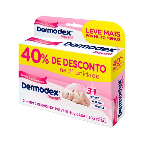 Kit Pomada Para Prevenção De Assaduras Dermodex Prevent - 120g (2x60g ...