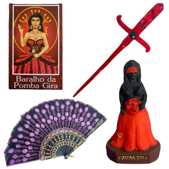 kit Pomba Gira Leque+Athame+Escultura+Baralho - Lua Mística - 100% ...