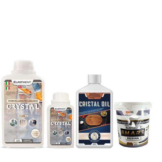 Kit Porcelanato Liquido 1,5 KG + Smart Resina 900ML + Oil Cristal 900ml ...