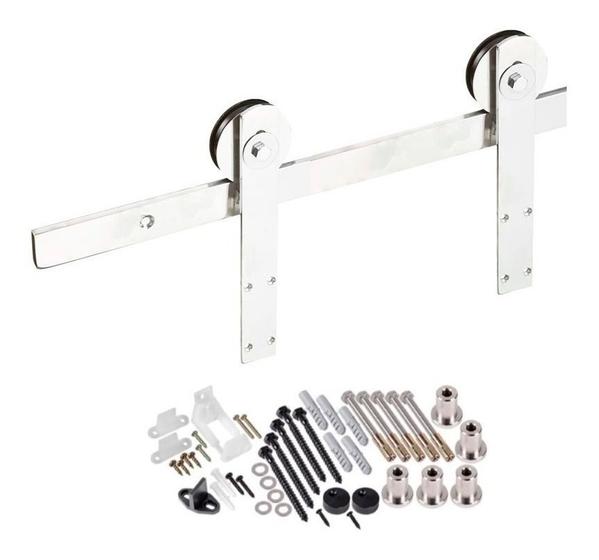 Kit Porta De Correr Roldana Aparente com Trilho 100 KG cromado - 1,5 ...