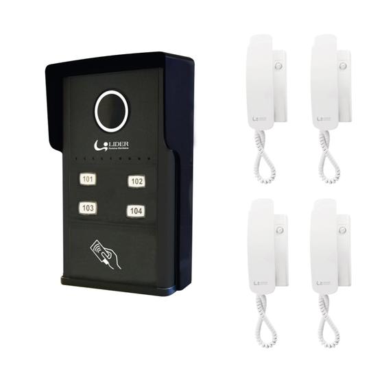 Kit Porteiro Coletivo 4 Pontos Rfid Com Monofones - Lider - Interfone e ...