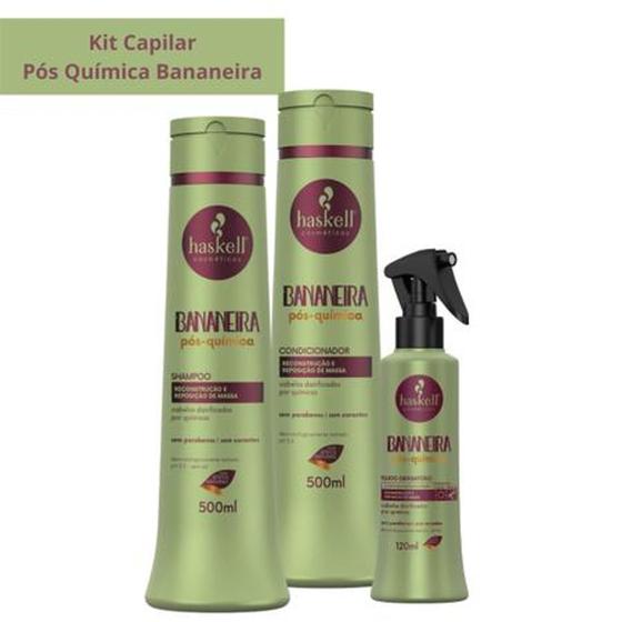 Kit Pós-quimica Bananeira, Haskell Shampoo 300ml + Condicionador 300ml + Fluido 120ml - Kit de ...