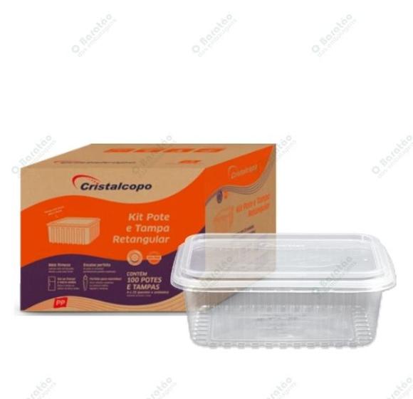 kit-pote cristalcopo 500 ml retangular c/24 un. - donario embalagens - Pote Descartável ...