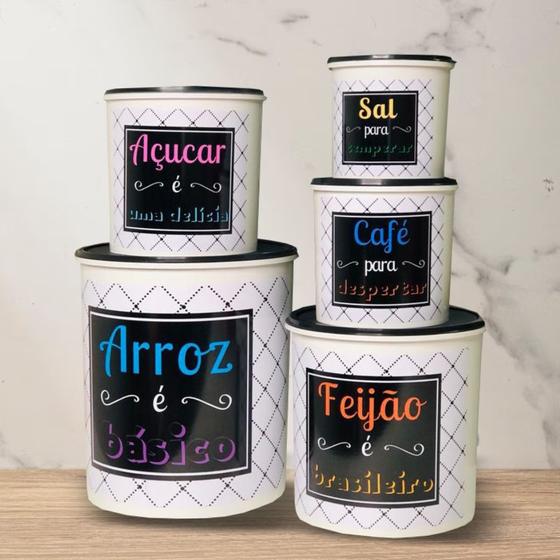 kit pote mantimentos plastico 5 potes cozinha decorada tw - Berinda ...