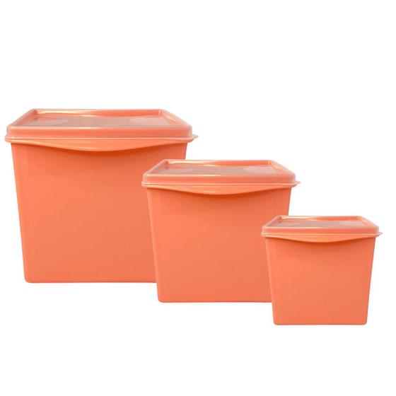 Kit potes organizadores multiuso quadrado 3 peças top line - Pote ...