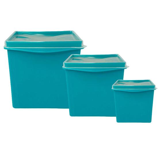 Kit potes organizadores multiuso quadrado 3 peças top line - Pote ...