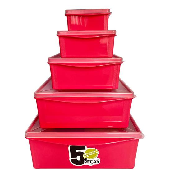 Kit potes organizadores multiuso quadrado 5 peças top line - Pote ...