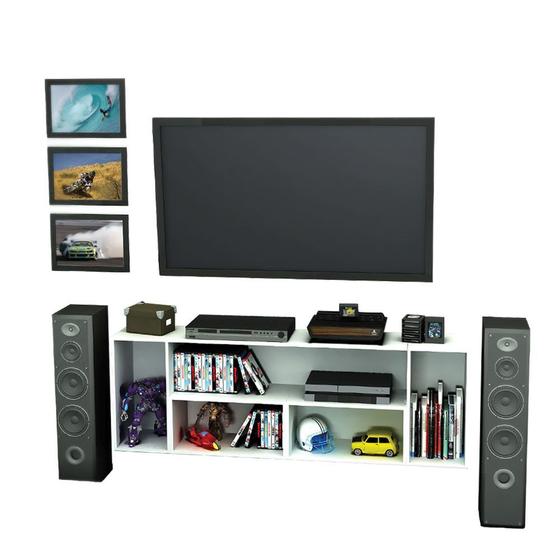 Kit Prateleira e Nicho branco suporte para TV Multivisão - Prateleira ...