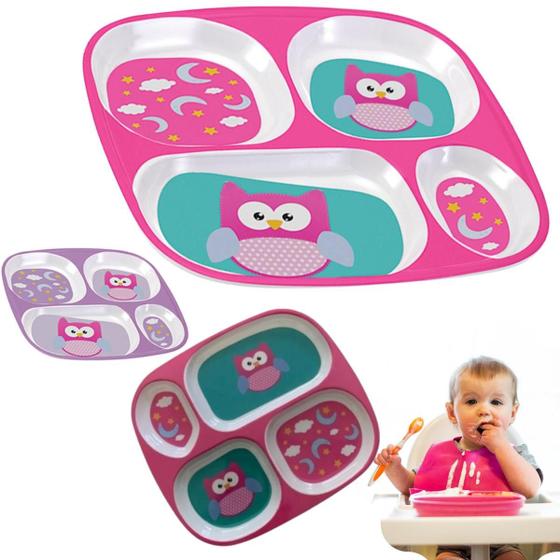 Kit Prato Divisoria Infantil Bebe Criança Pratinho Animal Plástico ...