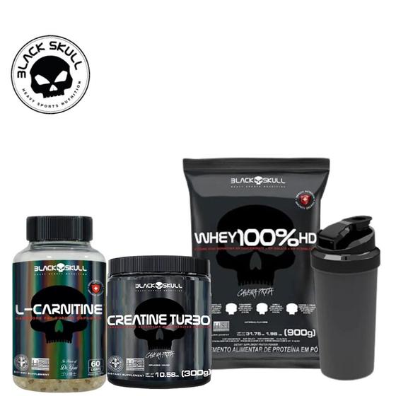 Kit Pré e Pós Treino Creatina 300g +Whey 100% HD+ L-Carnitine 60 caps ...