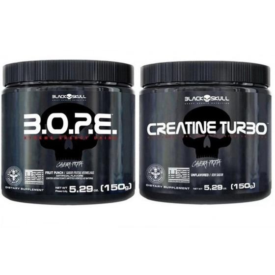 Kit Pré Treino Bope Limão (150g) + Creatina Turbo (150g) - Black Skull - Pré Treino - Magazine Luiza