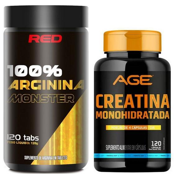 Kit Pre Treino Creatina em Capsula (120 Caps) - Age + 100% Arginina ...