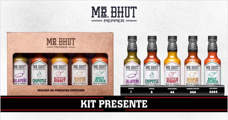Kit Presente - 5 Molhos de Pimenta MR BHUT PEPPER - Molho de Pimenta ...