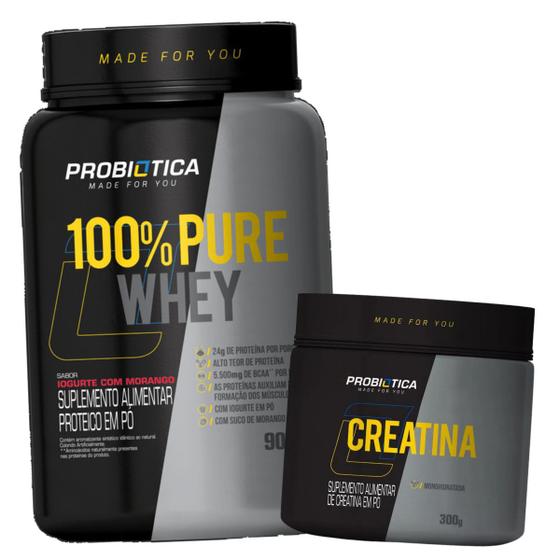 Kit Probiotica Whey Protein 100% + Creatina 300g Pure - Kit de ...