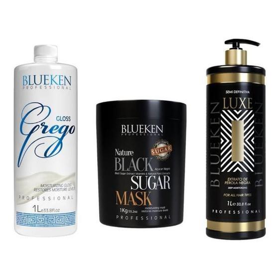 Kit Profissional para Salão Blueke Progressiva Luxe+grego+mascara black ...