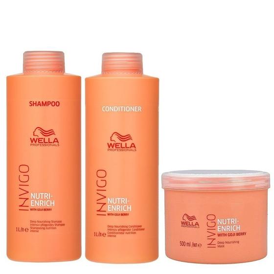 Kit Profissional Wella Professionals Invigo Nutri-Enrich Shampoo Condicionador e Máscara - Kit ...