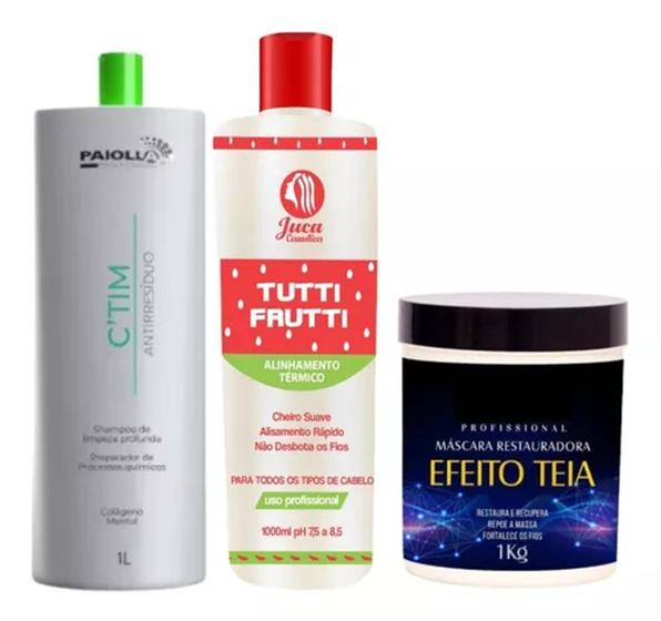 Kit Progressiva Tutti Frutti 1l + Shampoo 1l E Mascara Efeito Teia 1kg ...
