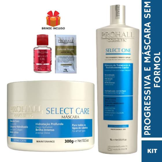 Kit Prohall Escova Progressiva Select One 1 Litro Não Requer Pré ...