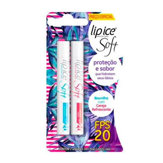 Kit Protetor Labial Lip Ice Soft FPS 20 Baunilha e Cereja Refrescante ...