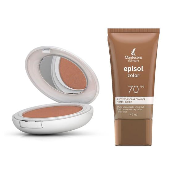 Kit Protetor Solar Episol Color Pele Morena Mais FPS 50 Pó Compacto 10g ...