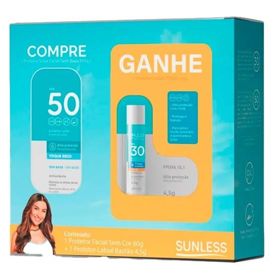 Kit Protetor Solar Facial Sunless 60g FPS50 + Protetor Labial FPS30 ...