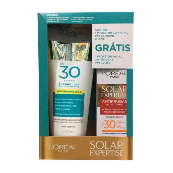 Kit Protetor Solar Loreal Paris FPS30 200ml + Facial Antirrugas 25g - L ...
