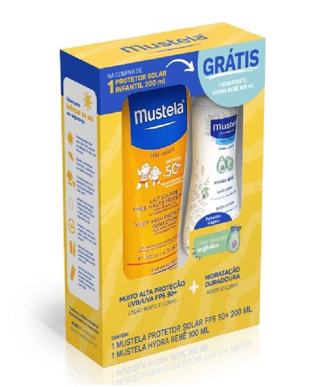 Kit Protetor Solar Mustela 200 ml e ganha um Hydra Bebê 100 ml Mustela ...