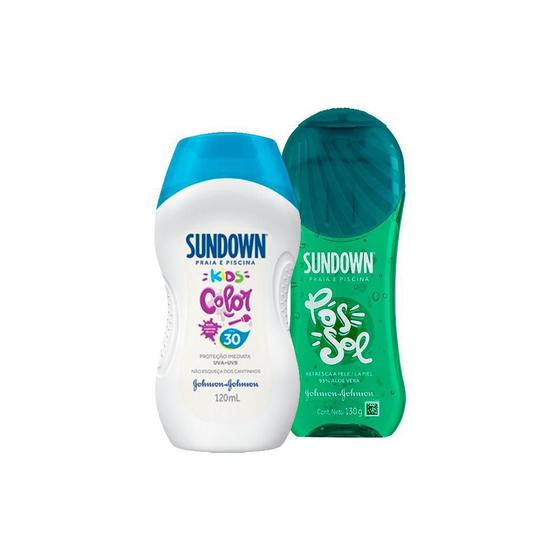 Kit Protetor Solar Sundown Kids Color FPS 30 120ml + Pós Sol em Gel ...