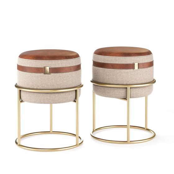 Kit puffs com base de ferro Dallas sala quarto varanda cor bege - Cal ...