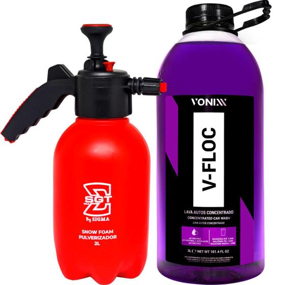 Kit Pulverizador Manual Gerador de Espuma Sigma SGT Shampoo Lava Autos ...