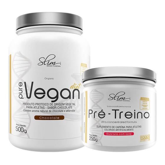 Kit Pure Vegan Protein Diet 500G Chocolate + Pré-Treino 250G Guaraná ...