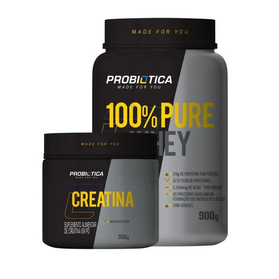 Kit Pure Whey 900g Varies Sabores + Creatina 300g Probiotica ...