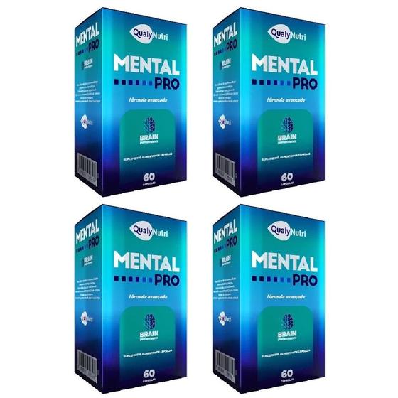 Kit Qualynutri Mental Pro Com 4 Caixas De 60 Cápsulas Cada - Cloreto de Magnésio / Magnésio ...