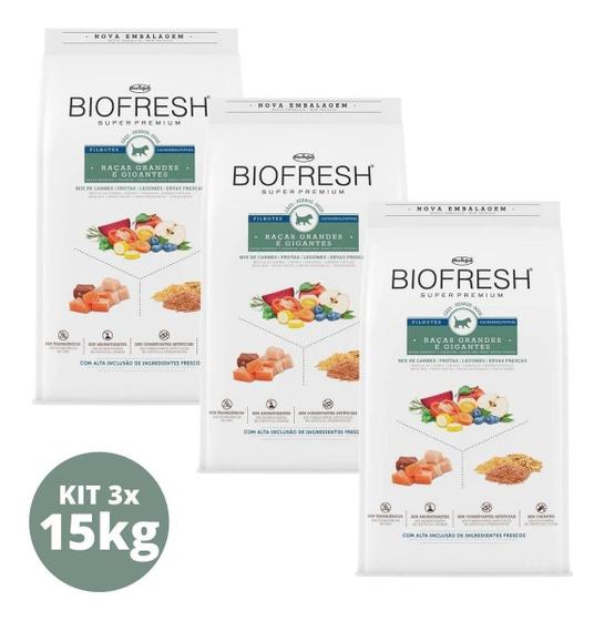 Kit Ração Biofresh 15kg Cachorro Filhote Raça Grande/gigante - Hercosul ...