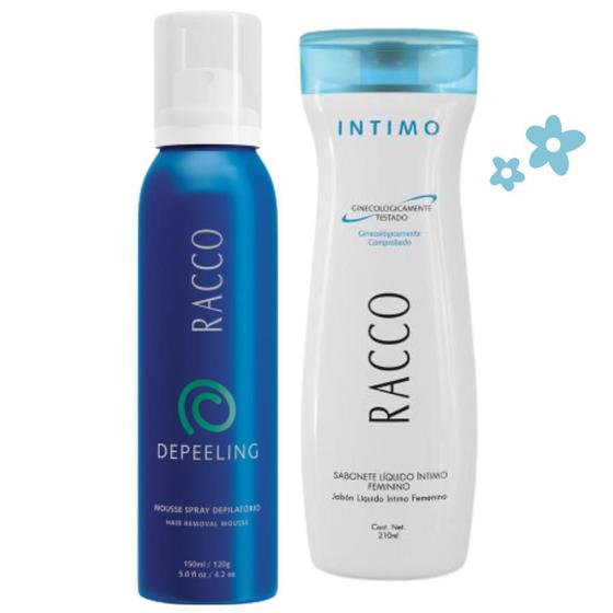 Kit Racco Mousse Depilação Depeeling Frasco 150mL + Sabonete Íntimo ...