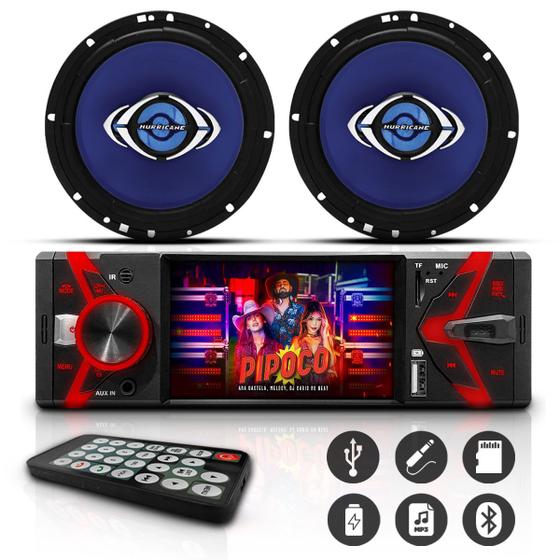 Kit Rádio Mp4 Tela 4.2" Bluetooth Alto Falante Hurricane Cm6 - Tay Tech ...