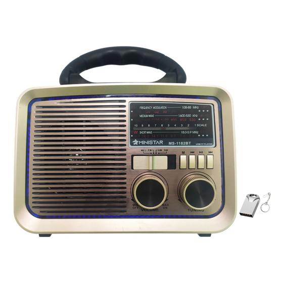 Kit Rádio Vintage Bluetooth Pequeno Potente Portátil Recarregável AM FM ...