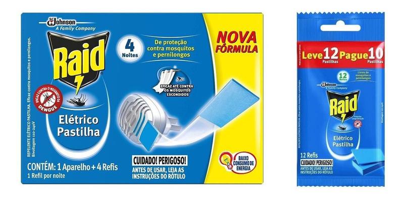 Kit Raid Elétrico Aparelho De Pastilha 1 Repelente 16 Refis - Repelente ...