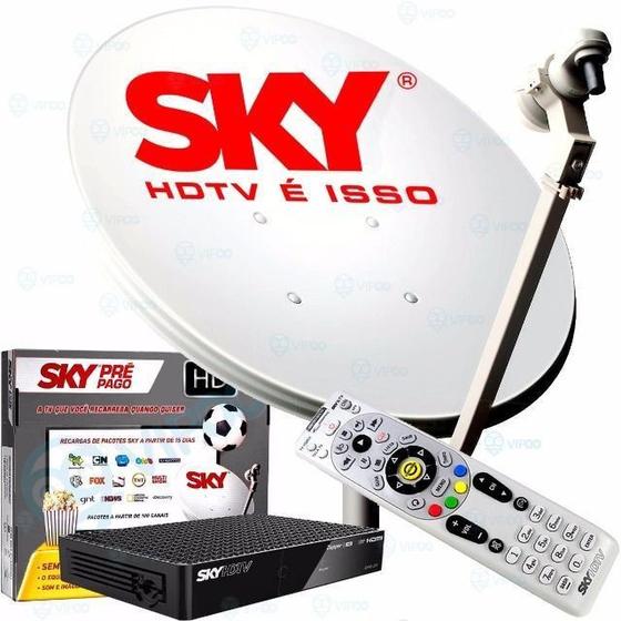 Kit Receptor Sky Conforto HD Livre 3 Anos Parabólica 60cm Completa ...