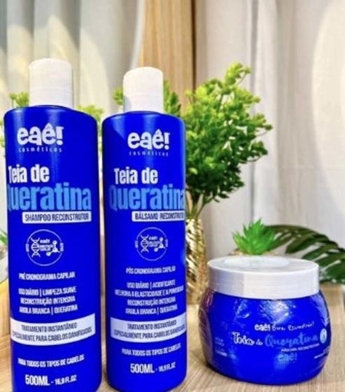 kit Reconstrução Teia de Queratina 3x500g - Eaê Cosméticos *Embalagem ...