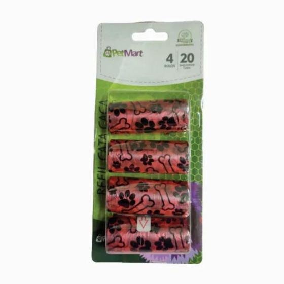 Kit Refil Cata Cacas 4 Rolos Saquinho Biodegradável Cão Gato Cachorro ...