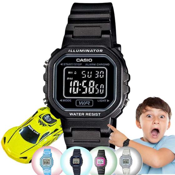 Kit Relógio de Pulso Casio Infantil Masculino Resistente Água Calndário Alarme Digital LA-20WHS ...