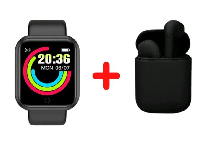 Kit Relogio Smartwatch Inteligente Y68 + Fone inPods 12 Bluetooth ...