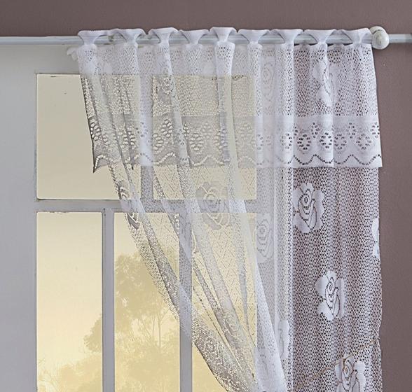 Kit Renda Cortina De Janela E Pia Detalhes Em Rosas Brancas - Harumi ...