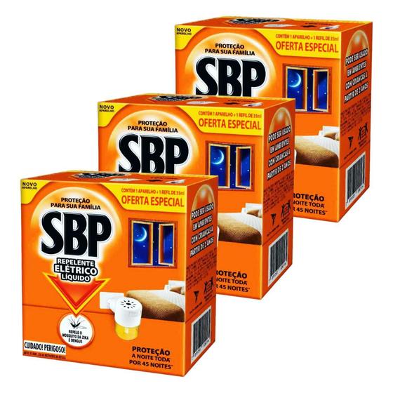Kit Repelente Liquido Sbp Elétrico 45 Noites 3 Aparelhos + 3 ...